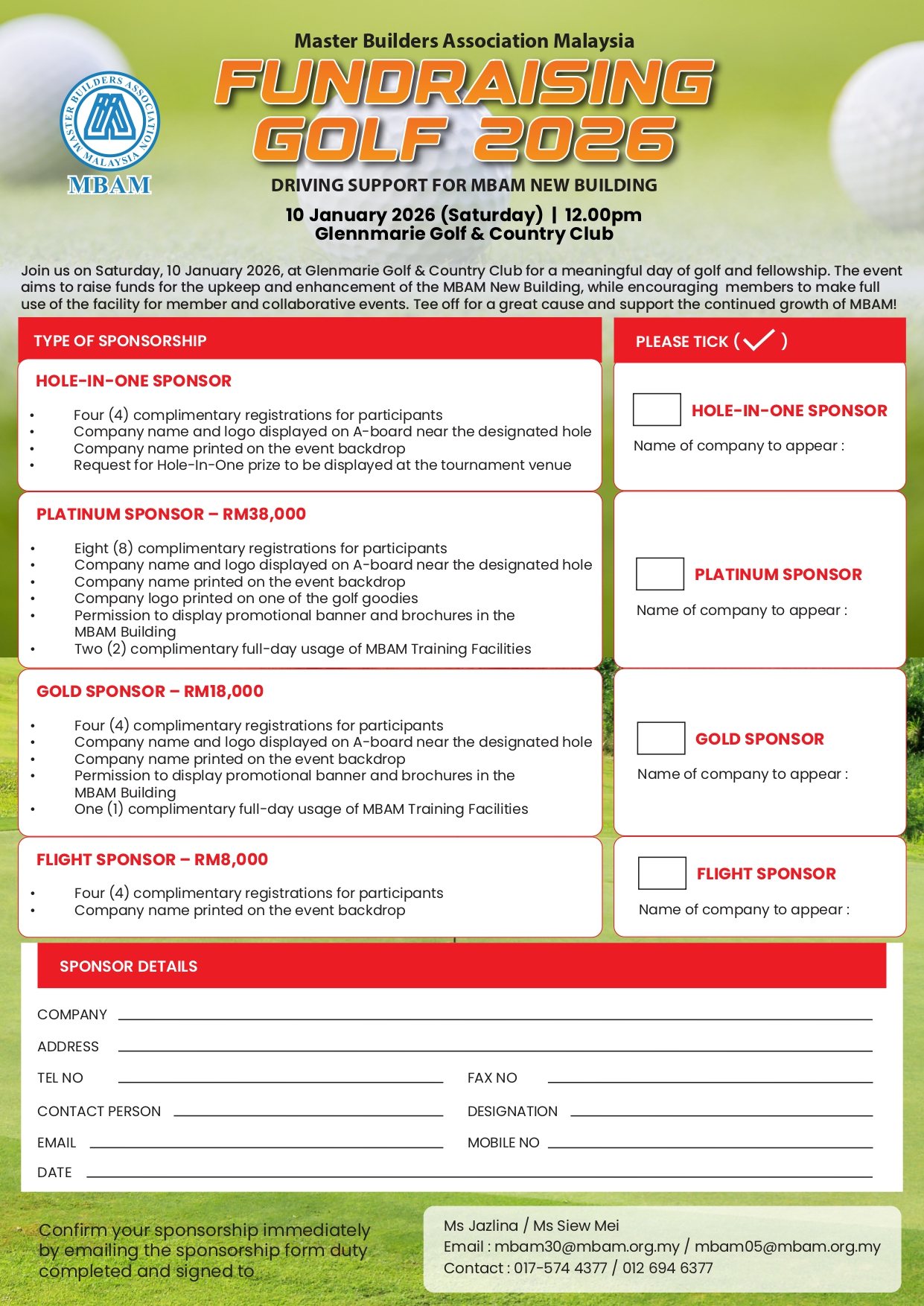INVITATION FOR SPONSORSHIP MBAM FUND RAISING GOLF 2026